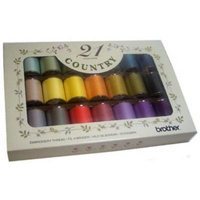 Brother Country Embroidery Thread Set Matt Finish (21 colours)