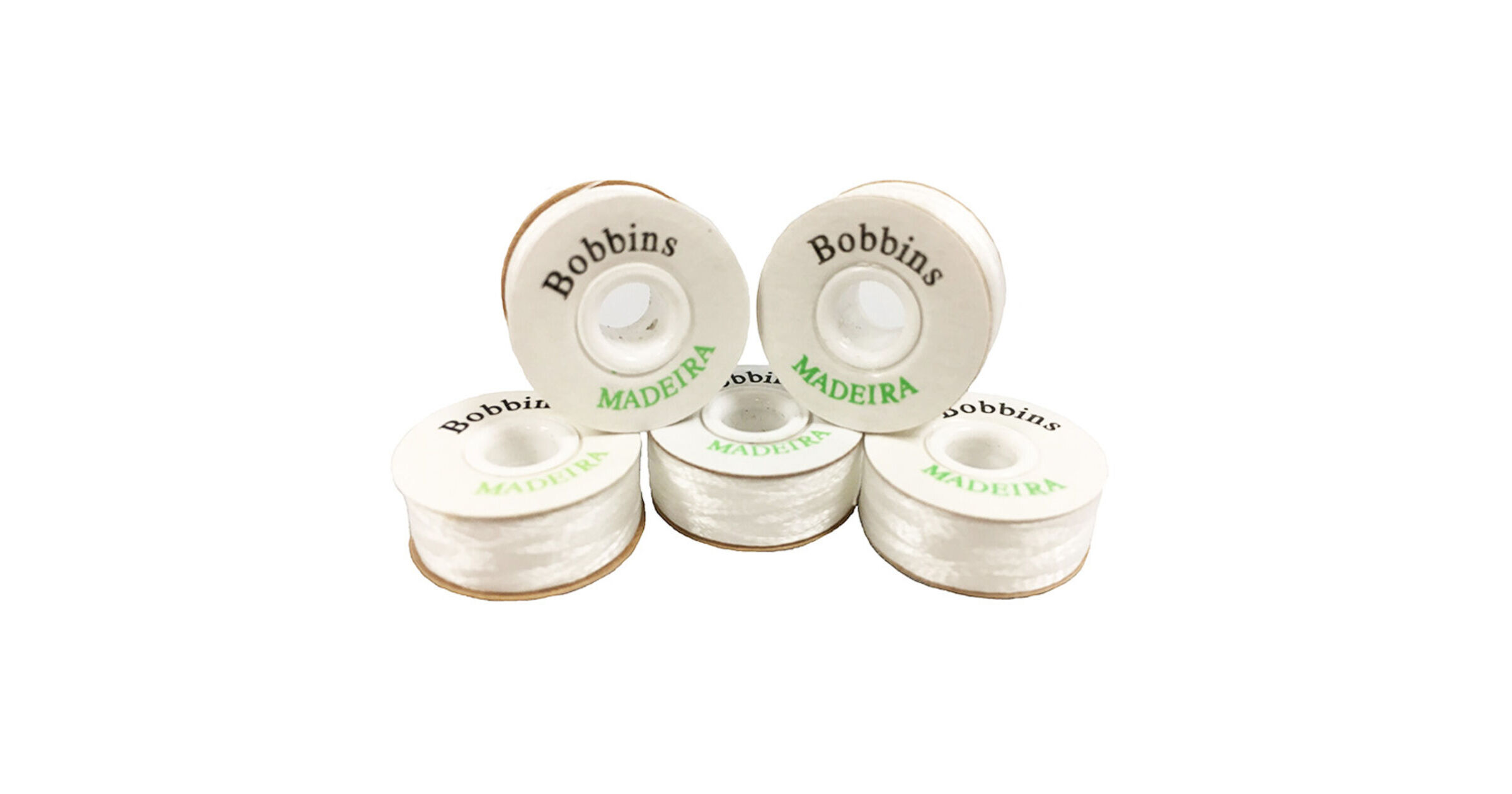 Madeira Pre-Wound Bobbins – Box of 144 White – 120M